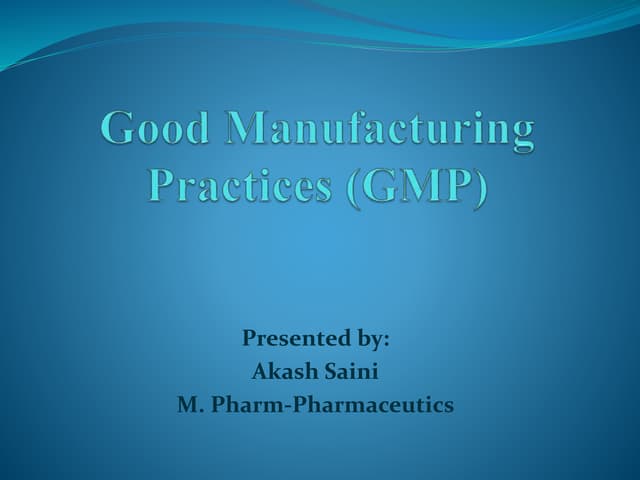 Basics of FDA GMP Training | PPT