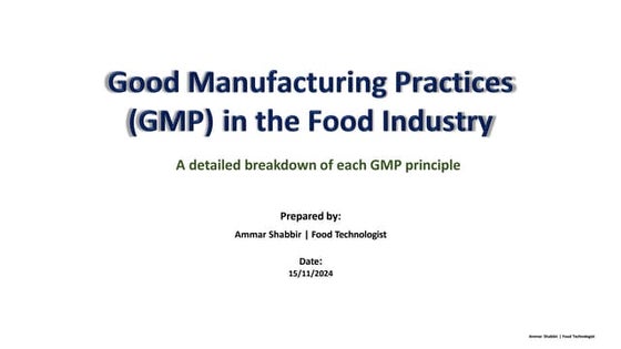 GMP and GHP | PPTX | Recalls | Consumer Issues