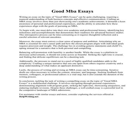 Good Mba Essays | PDF