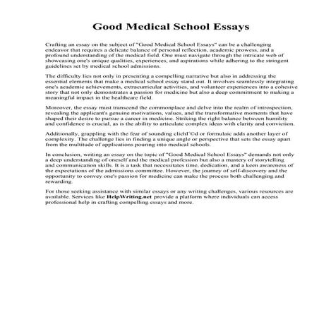 Good Medical School Essays.pdf | Education
