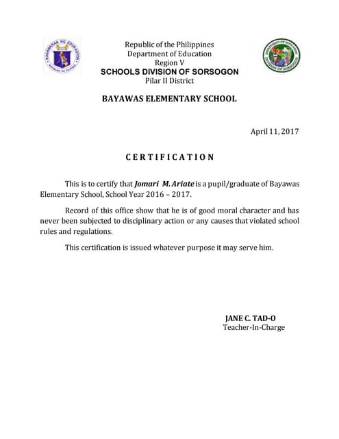 certificate of good moral.docx | Professional School | Postgraduate ...