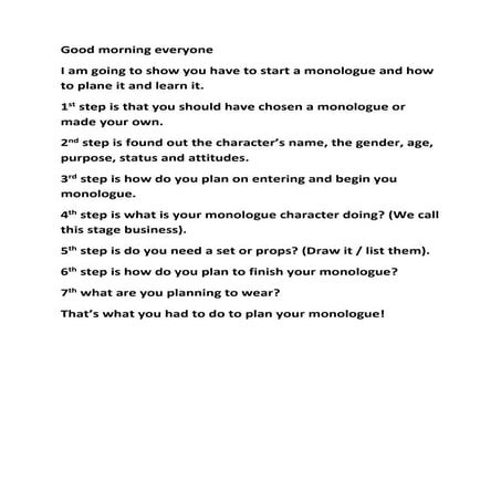How to Plan your Monologue | PDF