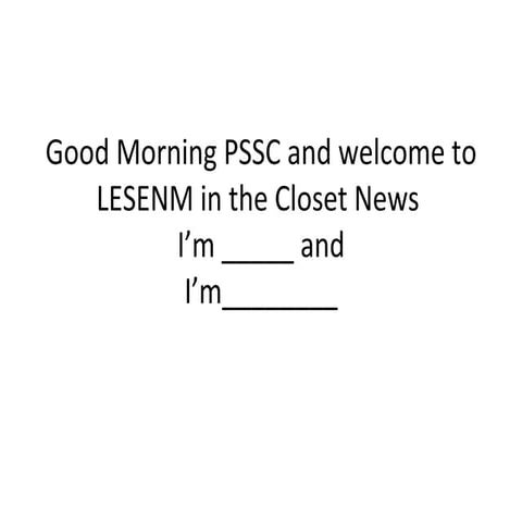 Good Morning Pssc And Welcome To Lesenm In | PPT