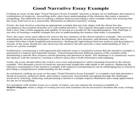 Good Narrative Essay Example | PDF