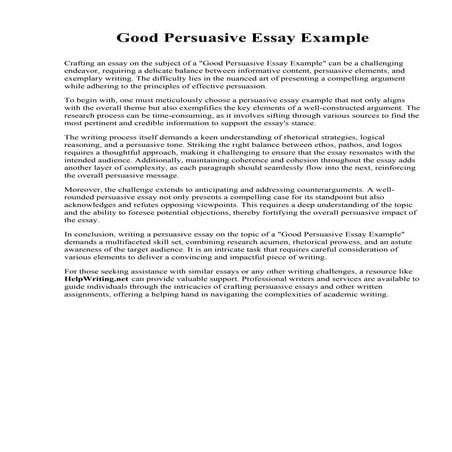 Good Persuasive Essay Example | PDF