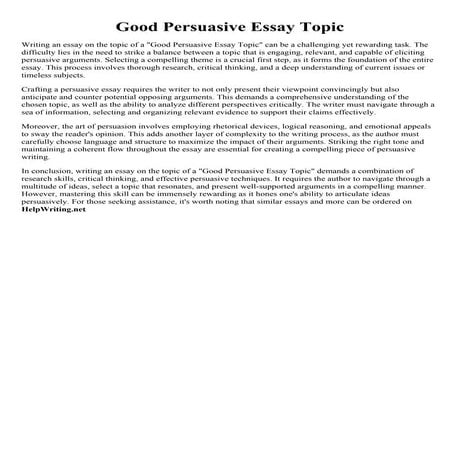 Persuasive Essay Research Topics. Miles Community College | PDF