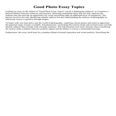 Good Photo Essay Topics | PDF