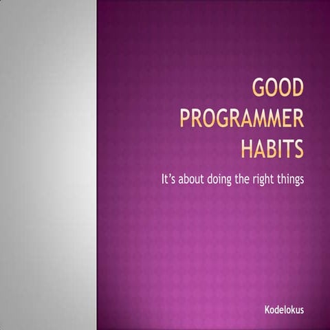 Good Programmer Habits Pptx Programming Languages Computing 7874