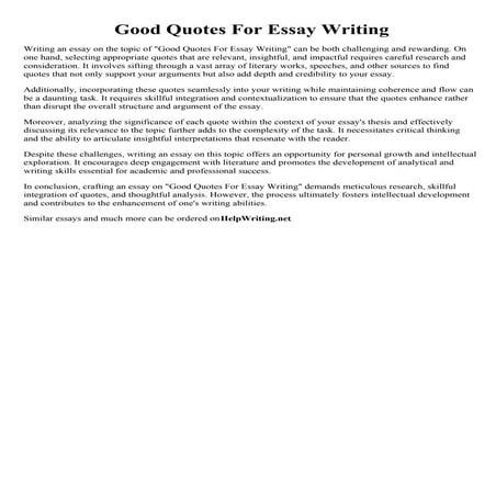 Good Quotes For Essay Writing | PDF | Books and Literature
