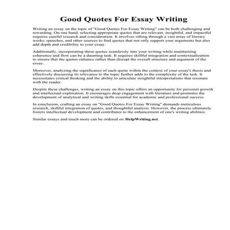 Good Quotes For Essay Writing | PDF