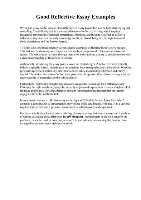 Sample Of Reflective Essay | PDF