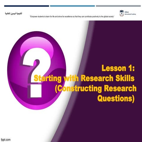 Good research question.ppt Slides to explain how to write good research ...