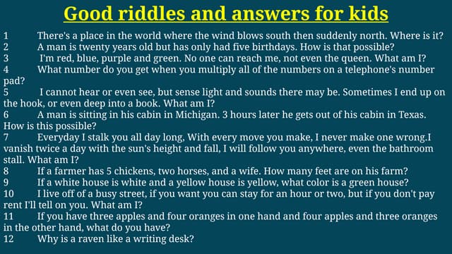 Riddles with answers for kids | PDF