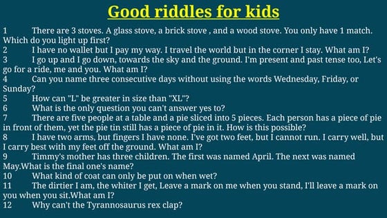 Riddles for kids and all brain teasers | PPT