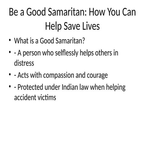 Be a Good Samaritan for enriching Social Well-being and | PPTX