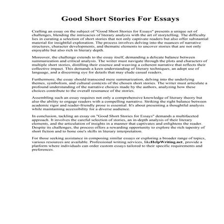 Good Short Stories For Essays.pdf | Books and Literature