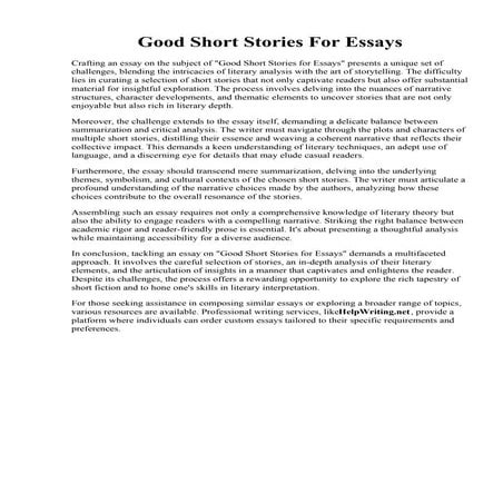 Good Short Stories For Essays | PDF