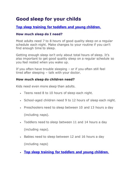 Sleep for children | PPTX