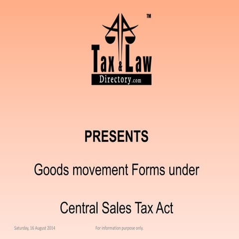 Goods movement forms under central sales tax | PPT