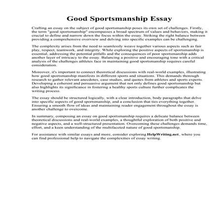 Good Sportsmanship Essay | PDF | Science