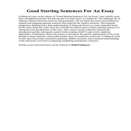 Good Starting Sentences For An Essay.pdf