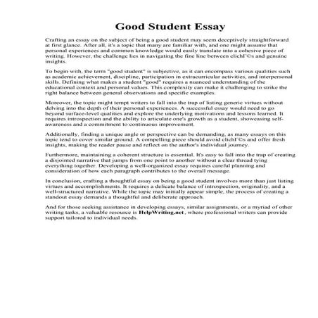 Good Student Essay | PDF