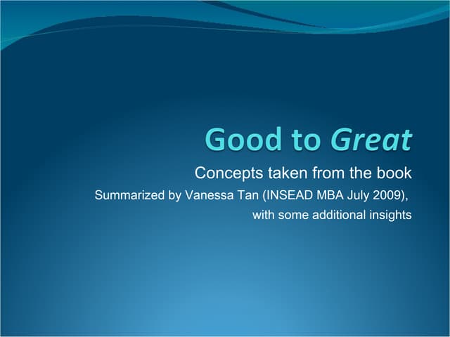Good to Great by Jim Collins ppt | PDF
