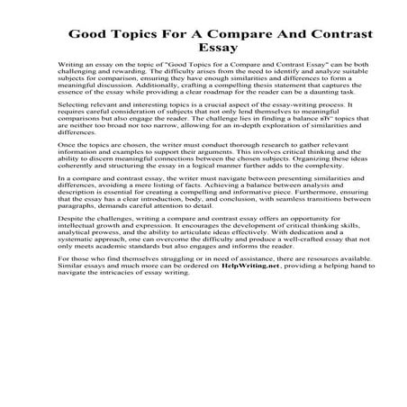 Good Topics For A Compare And Contrast Essay.pdf