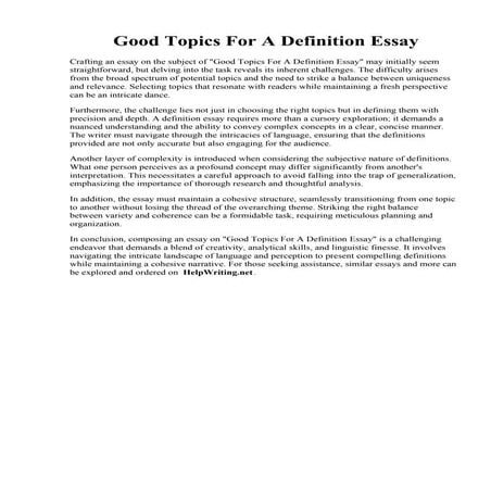 Good Topics For A Definition Essay | PDF