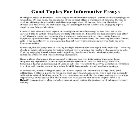Good Topics For Informative Essays | PDF