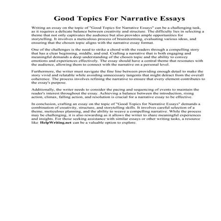 Good Topics For Narrative Essays | PDF
