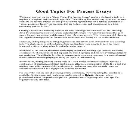 Good Topics For Process Essays.pdf