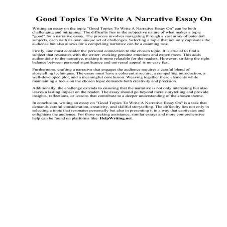 Good Topics To Write A Narrative Essay On | PDF