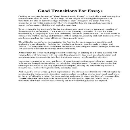 Good Transitions For Essays. 016 Essay Example Transitionalphrases ...