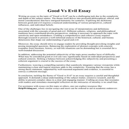 Good Vs Evil Essay | PDF