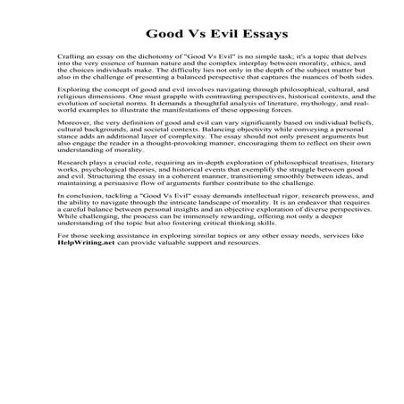 Good Vs Evil Essays | PDF
