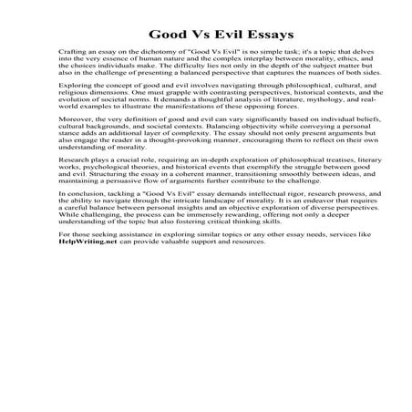 Good Vs Evil Essays | PDF