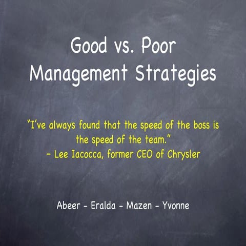 Good vs Poor Management Strategies | PPS