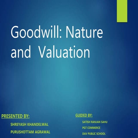 Valuation of Goodwill for class 12 | PPTX