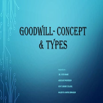 GOODWILL - CONCEPT & ITS TYPES | PDF