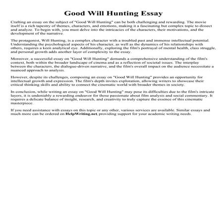 Good Will Hunting Essay | PDF