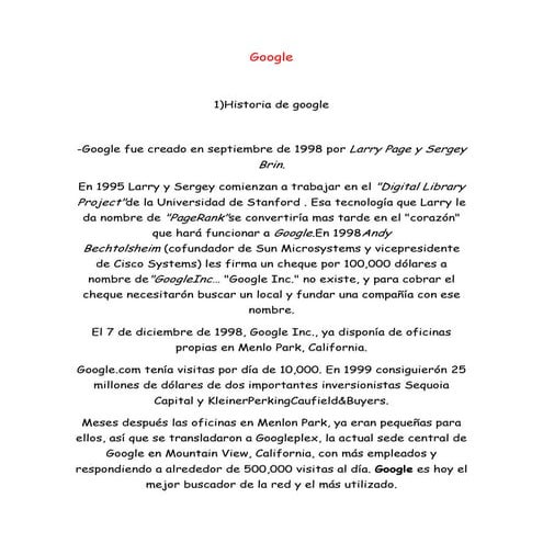72 aplicaciones de google | DOCX