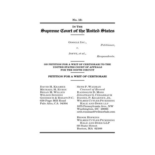 Google v-joffe scotus | PDF