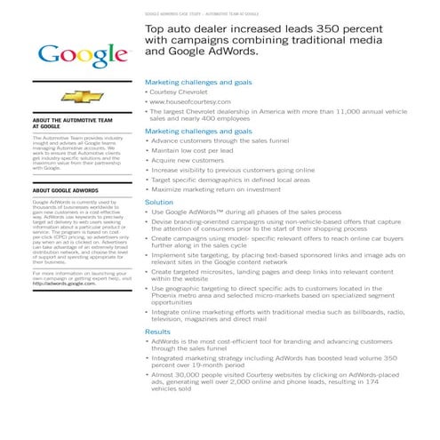 Google Adwords Case Study – Automotive Team At Google | PDF