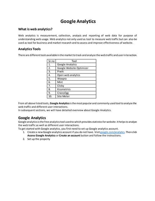 Google Analytics ppt | PPTX | Web Development | Internet