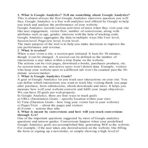 Google Analytics Notes for Beginners | DOCX