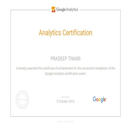 Google Analytics Individual Qualification (IQ) Certificate | PDF