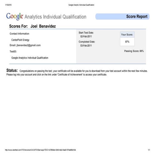Google Analytics Individual Qualification | PPT