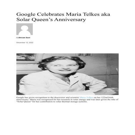 Google Celebrates Maria Telkes aka Solar Queen.docx