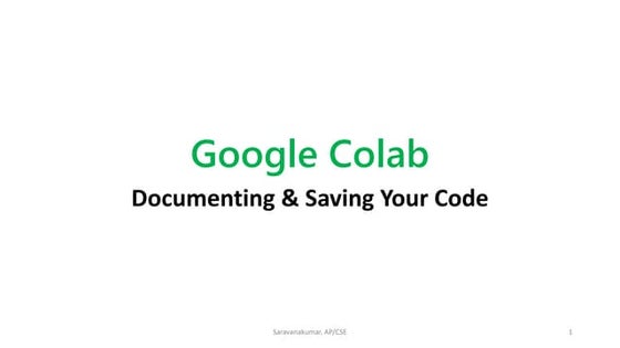 Google colab introduction | PPTX | Computing | Technology & Computing